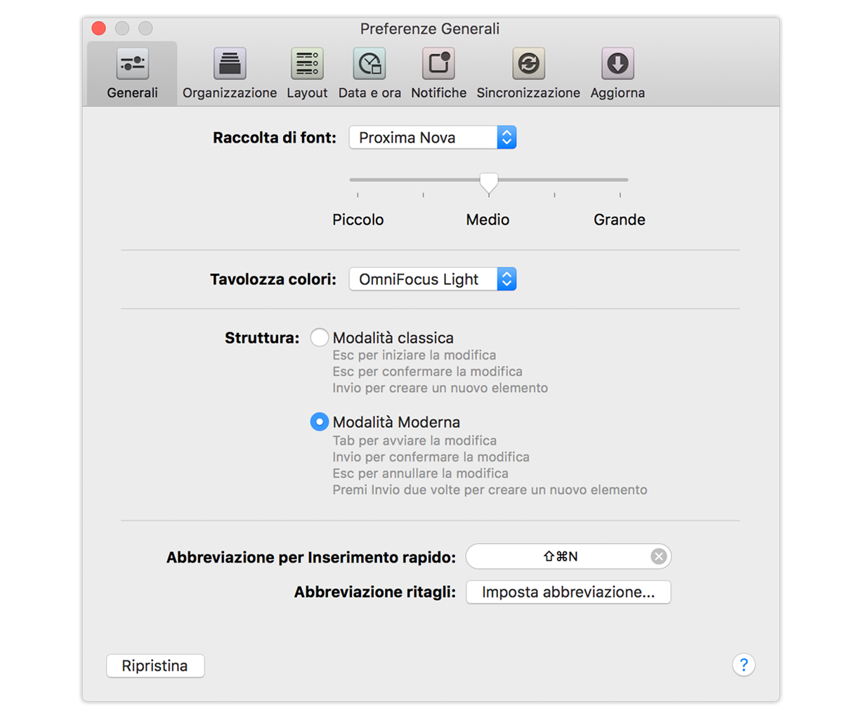Manuale dell'utente di OmniFocus 2 per Mac - Preferenze