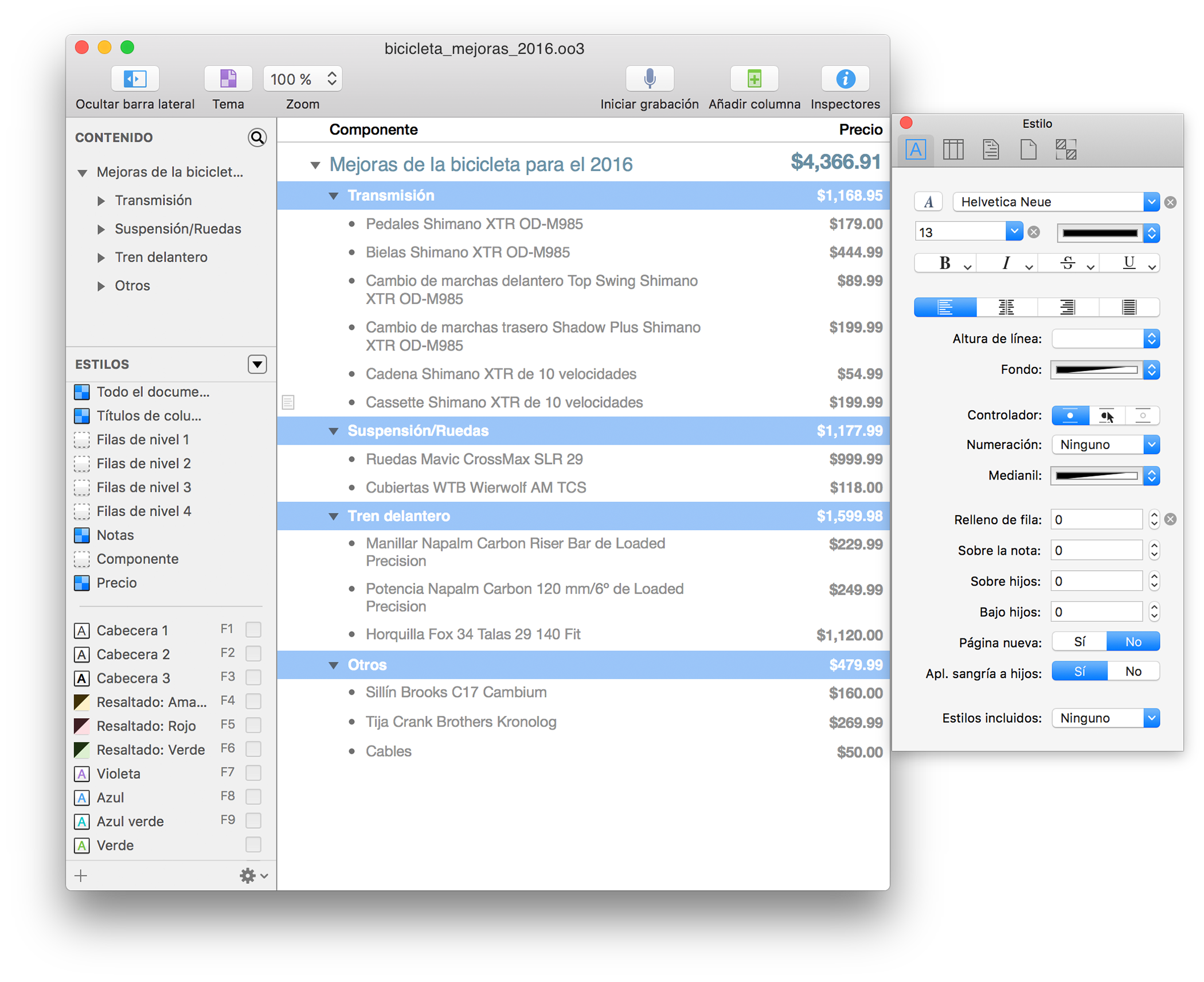 Manual del usuario de OmniOutliner 4.5.3 para Mac -- Introducción
