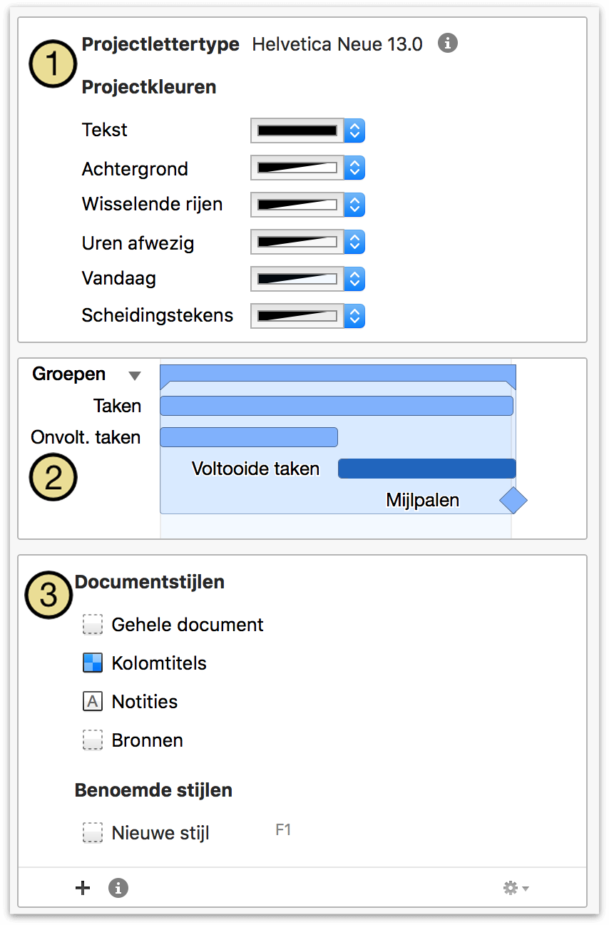 Handleiding OmniPlan 3 voor Mac — Werken in stijlenweergave